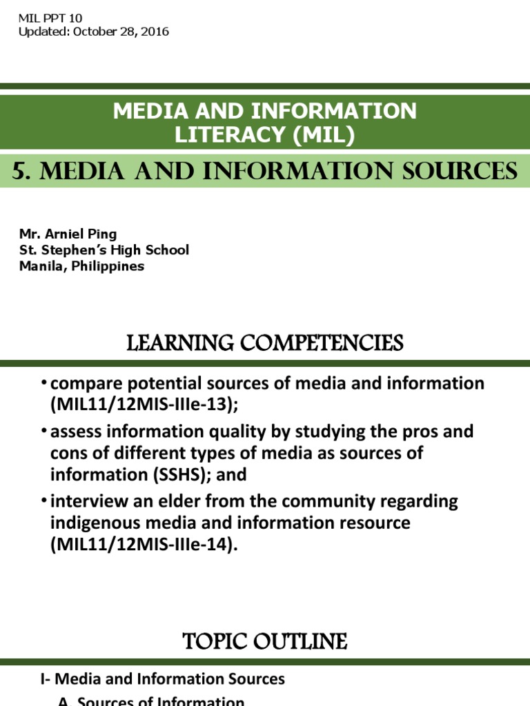 Media and Information Sources Overview | PDF | Mass Media | Libraries