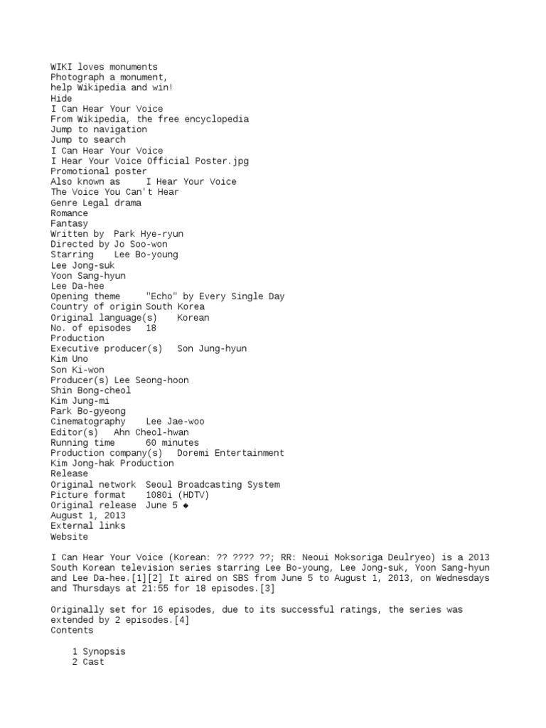 I Can Hear Your Voice | PDF | Wikipedia