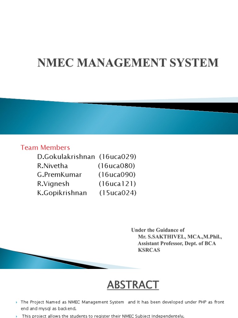 NMEC Management System Overview | PDF