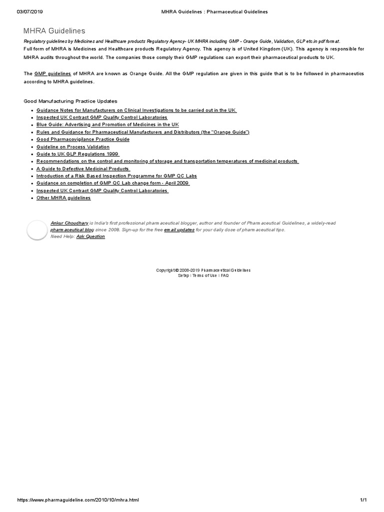 MHRA Guidelines _ Pharmaceutical Guidelines