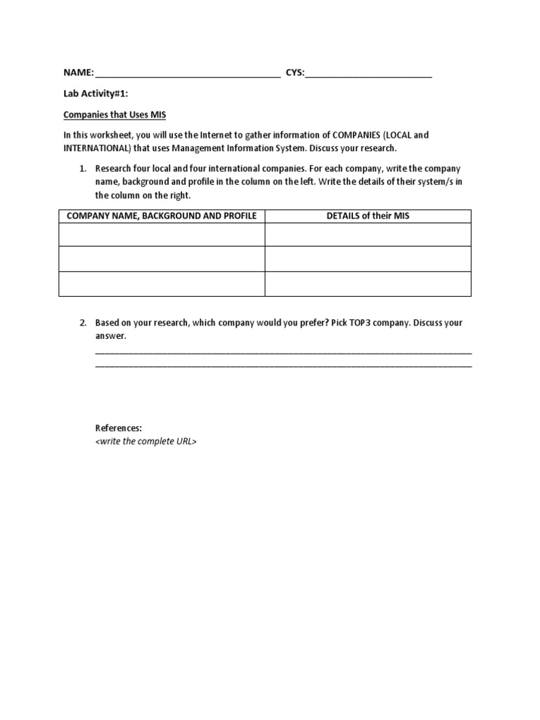 NAME: - CYS: - Lab Activity#1 | PDF