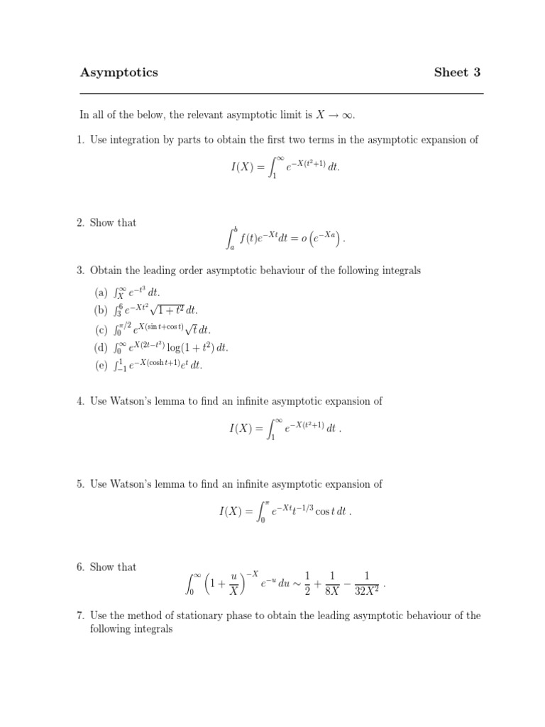 Asymptotics Sheet 3 | PDF | Mathematical Relations | Theoretical Physics