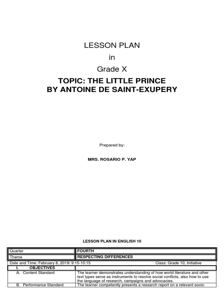 The Little Prince | PDF | Lesson Plan | The Little Prince
