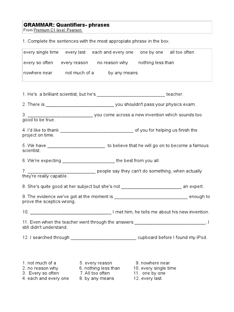 Quantifiers Phrases | PDF