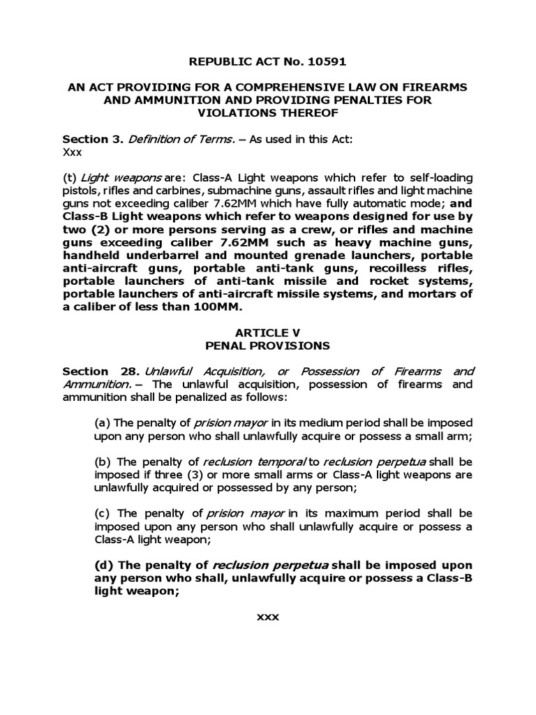 Definition of Terms. Light Weapons: Reclusion Perpetua | PDF