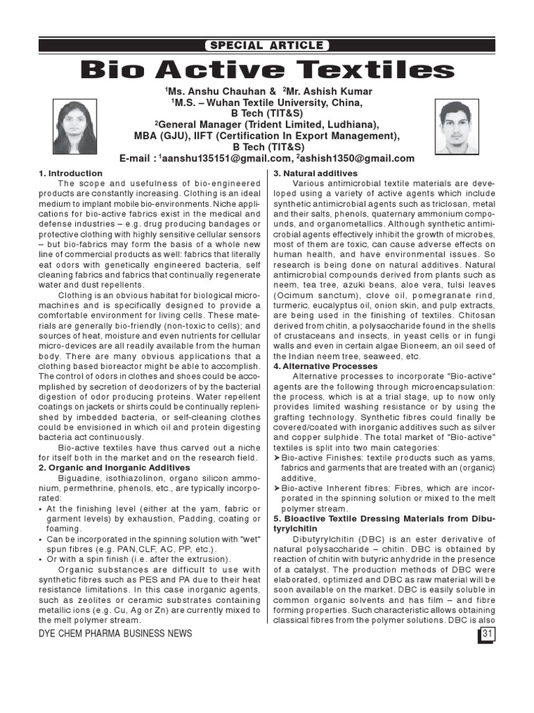 Bioactive Textiles | PDF | Textiles | Antimicrobial