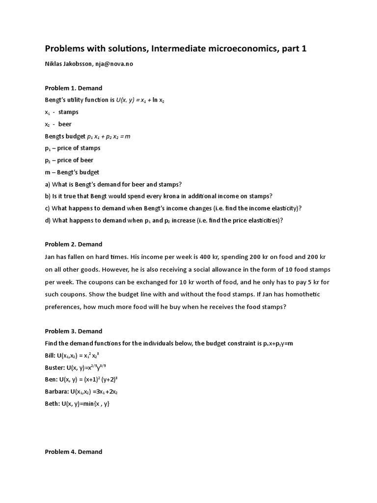 Supply DemandProblems With Solutions, Part 1 | PDF | Supply And Demand ...