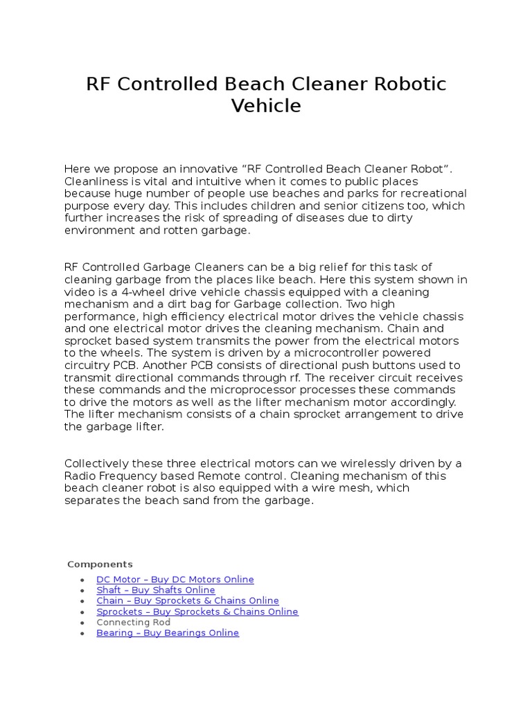 RF Controlled Beach Cleaner | PDF