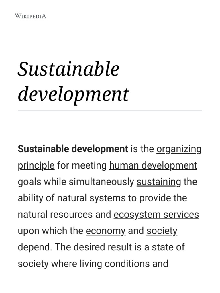 Sustainable Development - Wikipedia PDF | PDF | Sustainable Development ...