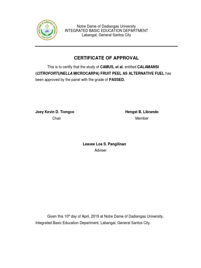 Certificate of Approval | PDF