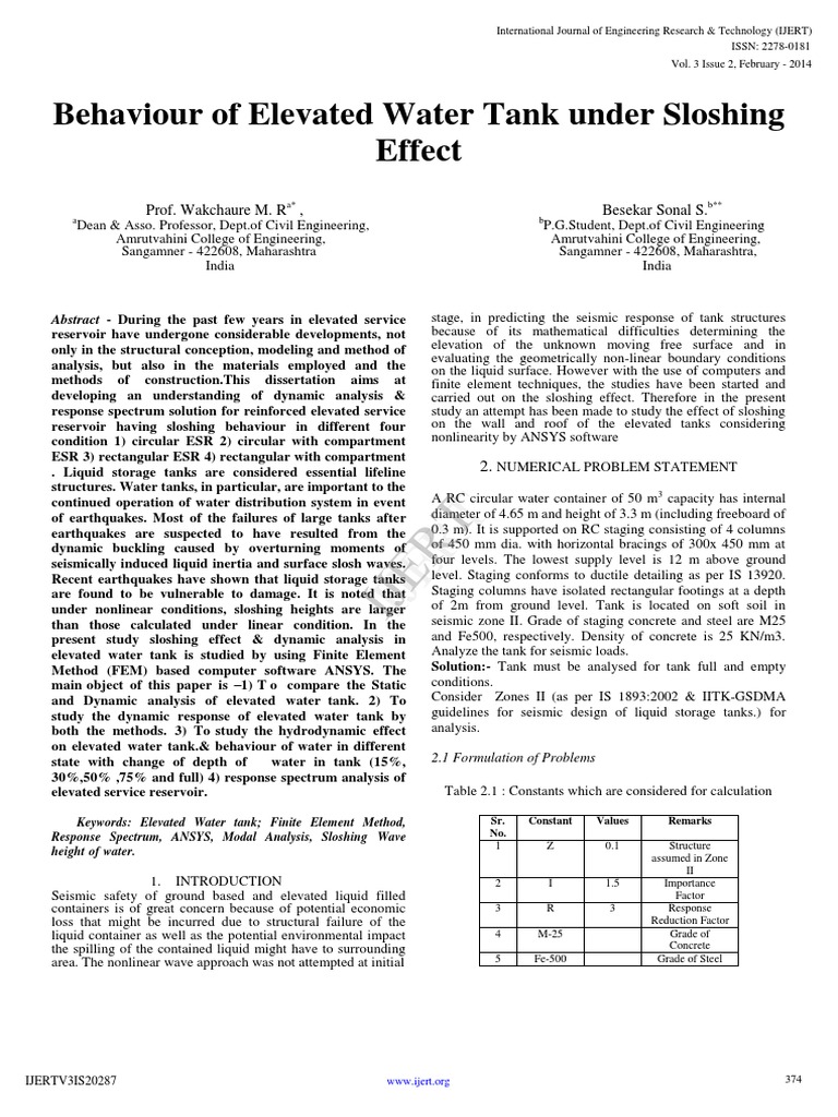 Analysis of Sloshing Effect | PDF | Moment Magnitude Scale | Stress ...