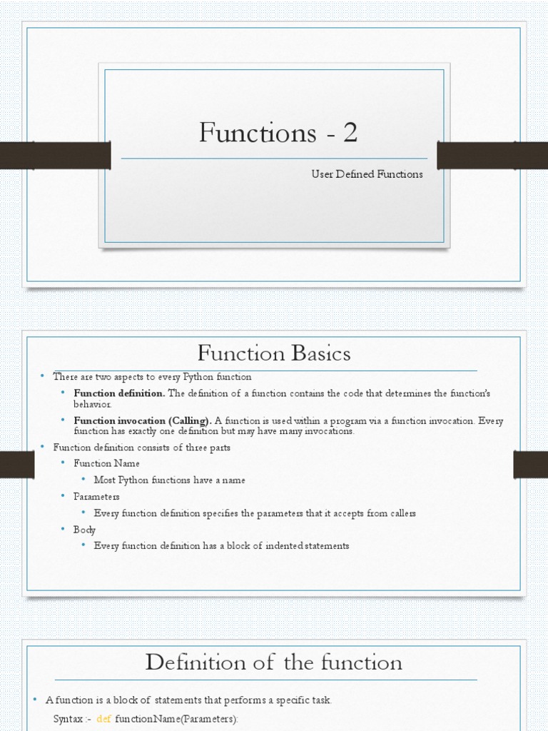 User Defined Functions Pdf Parameter Computer Programming Subroutine