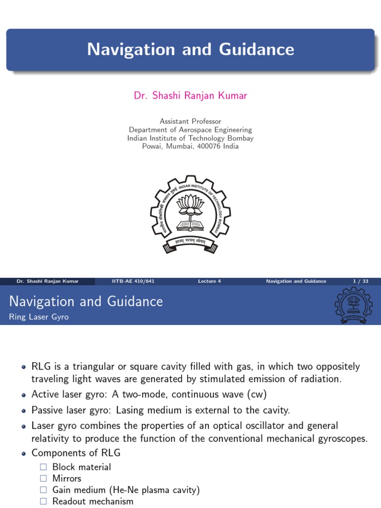 Navigation and Guidance: Dr. Shashi Ranjan Kumar | PDF | Accelerometer ...
