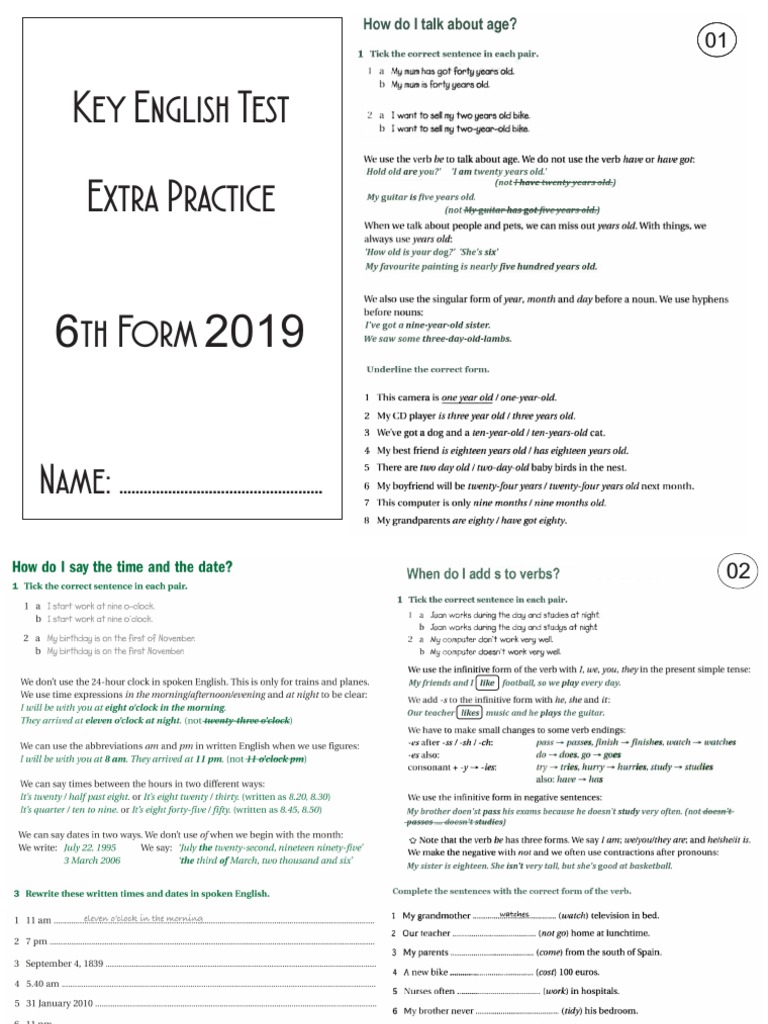 Key English Test Extra Practice: Name