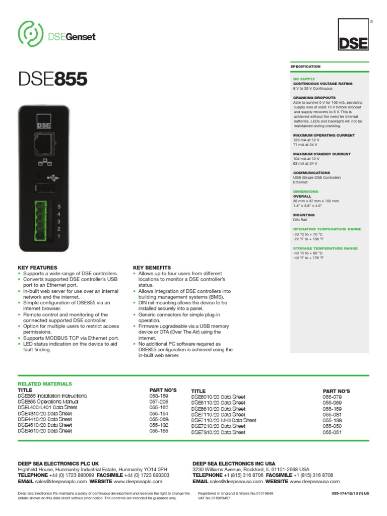 Dse855 Data Sheet (Usa) | PDF | Usb | Internet