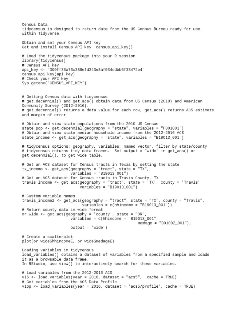 Notes-US Census Data | PDF | United States Census Bureau | Cartography
