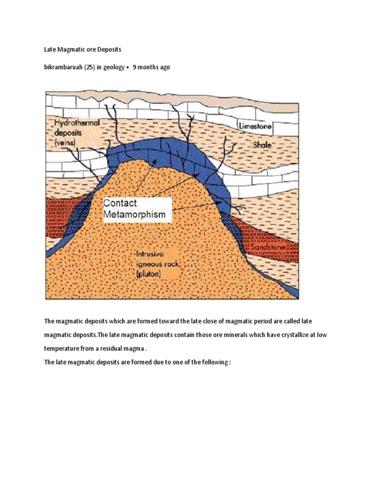 Late Magmatic Ore Deposits Formations | PDF | Magma | Rock (Geology)