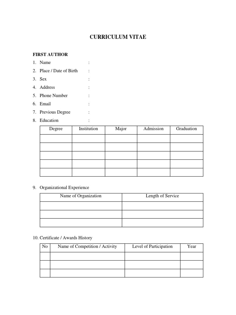 Curriculum Vitae Template | PDF | Wellness