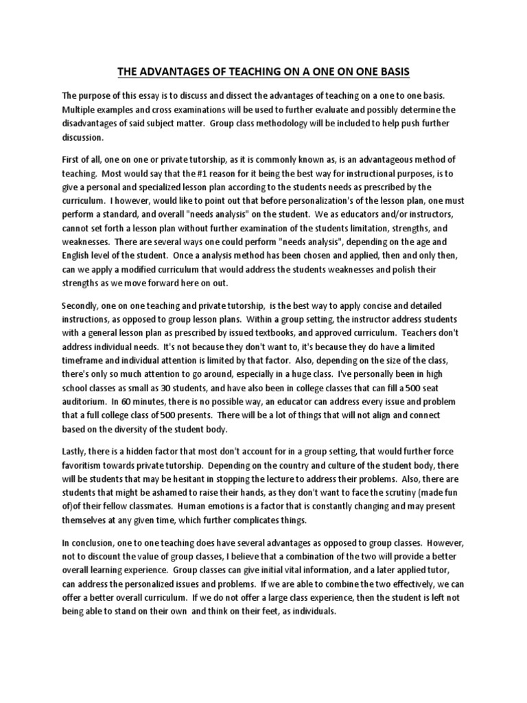 Benefits of One-on-One Teaching | PDF | Lesson Plan | Curriculum