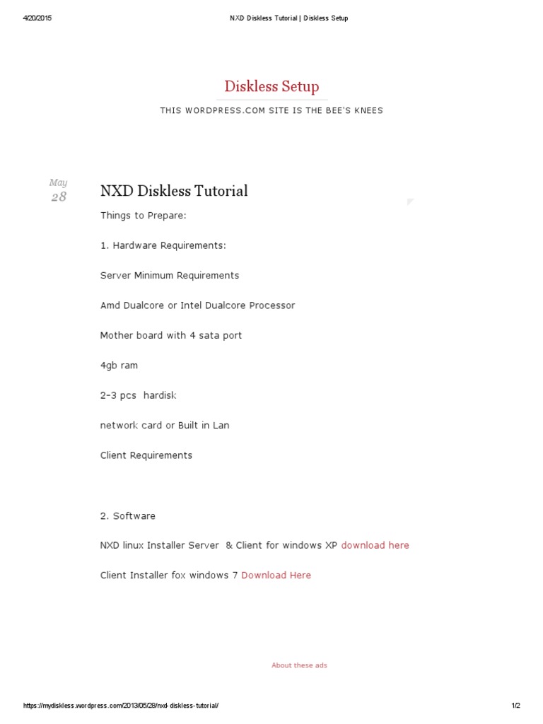 NXD Diskless Tutorial - Diskless Setup | PDF | Computing Platforms | Computer Architecture