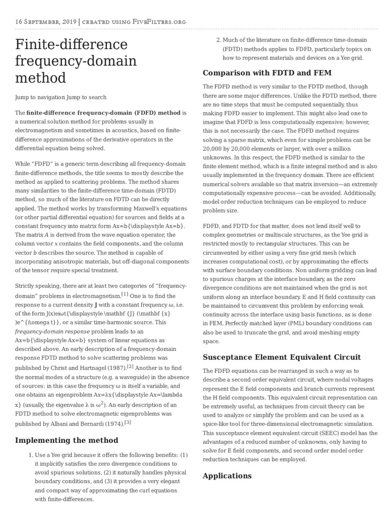 Finite-Difference Frequency - Domain Method: Comparison With FDTD and ...