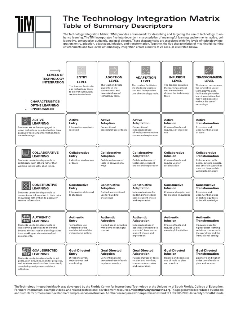 2019 TIM Summary Descriptors Portrait BW-A4 | PDF | Learning | Psychology