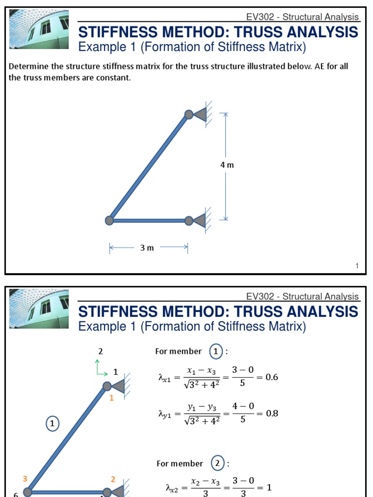 EV302 13 Stiffness Method Truss Example 1 | PDF | Structural Analysis ...