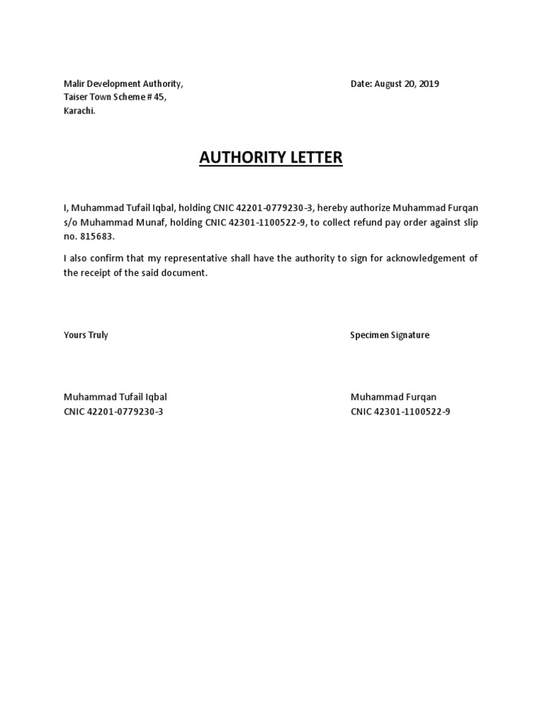 Authorization Letter | PDF | Pakistan | Violence