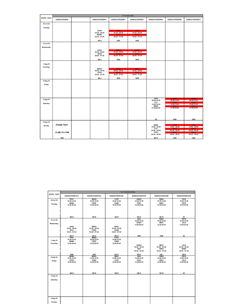 Great and Best Time Table | PDF | Leisure | Sports