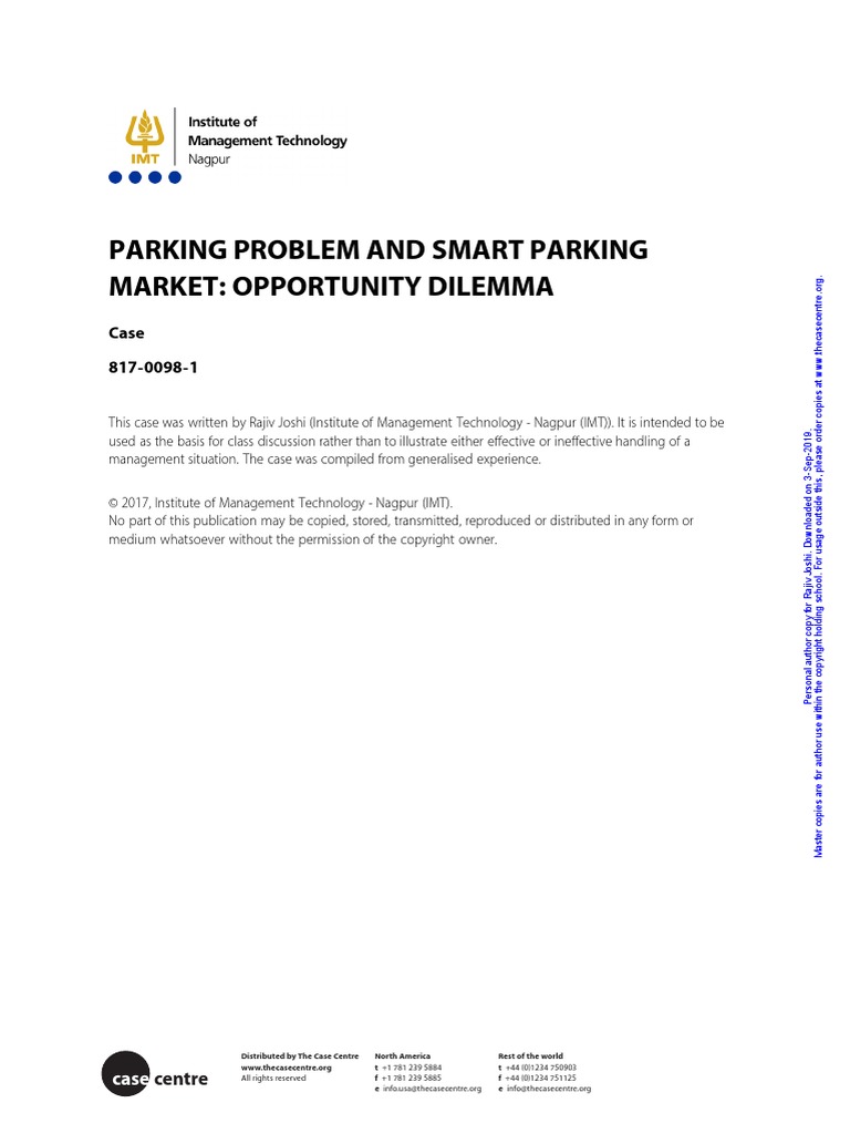 Parking Problem and Smart Parking Market | PDF | Parking | Startup Company