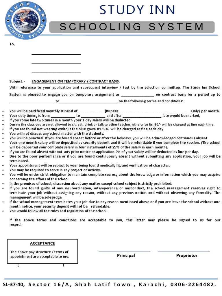 Contract Letter (Before Probation Period) | PDF | Contractual Term | Virtue