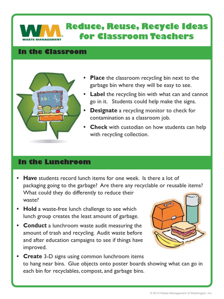 Reduce, Reuse, Recycle Ideas For Classroom Teachers | PDF | Reuse ...