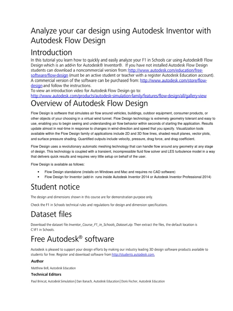 Introduction To Autodesk Flow Design f1 in Schools Print Version R1a ...