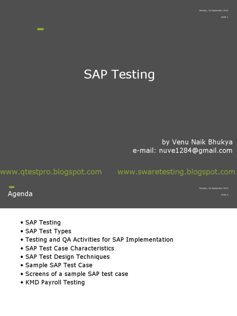 SAP Testing: by Venu Naik Bhukya | PDF | Software Testing | Information ...