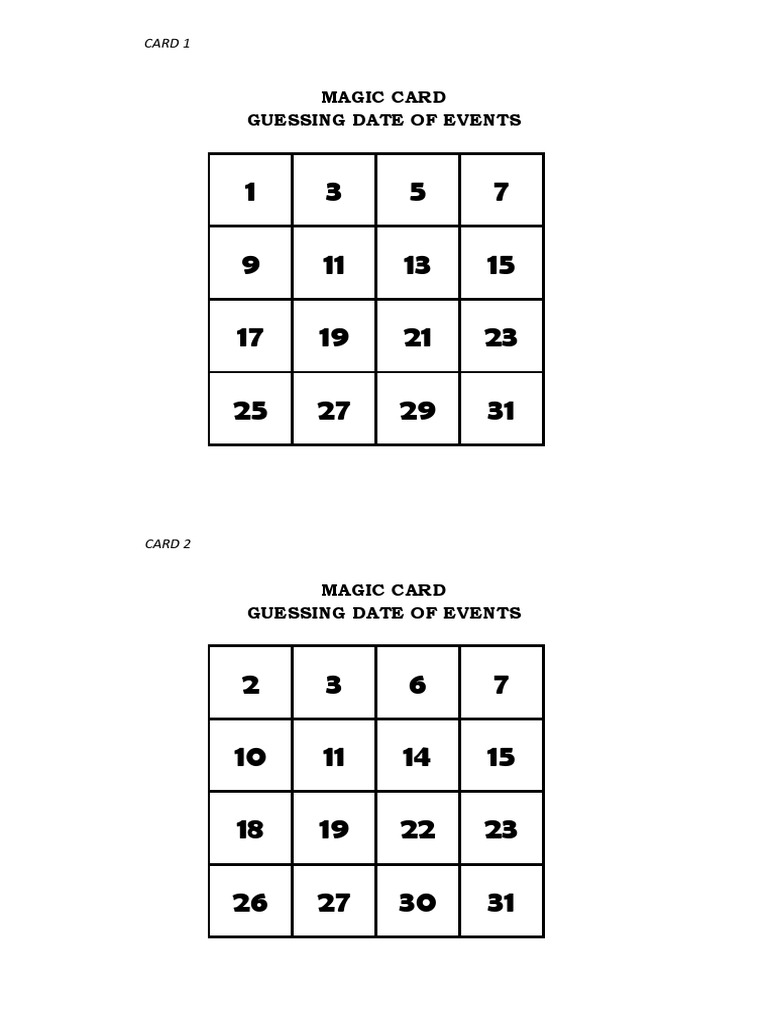 Magic Card Guessing Date of Events | PDF