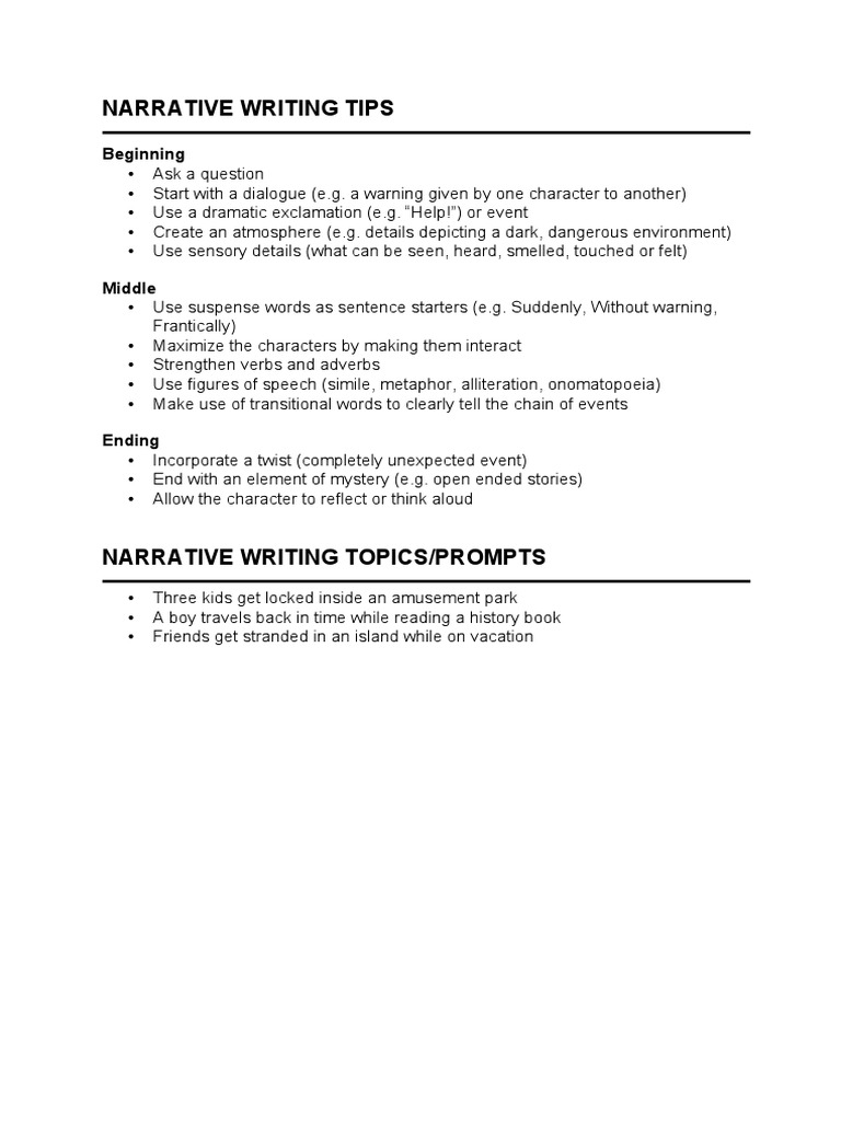 Narrative Writing Tips | PDF