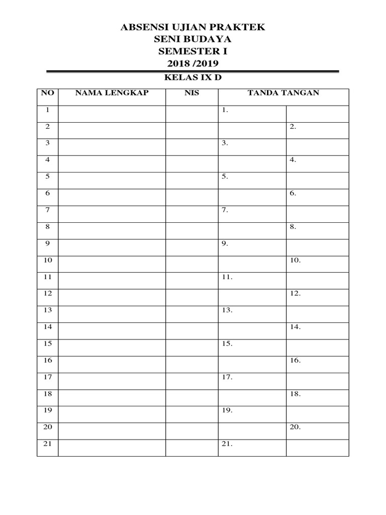 Absensi Ujian Praktek | PDF