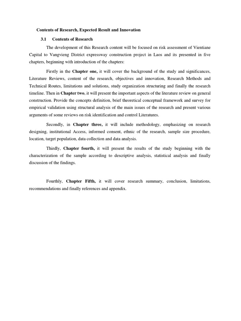 Contents of Research, Expected Result and Innovation 3.1 Contents of ...