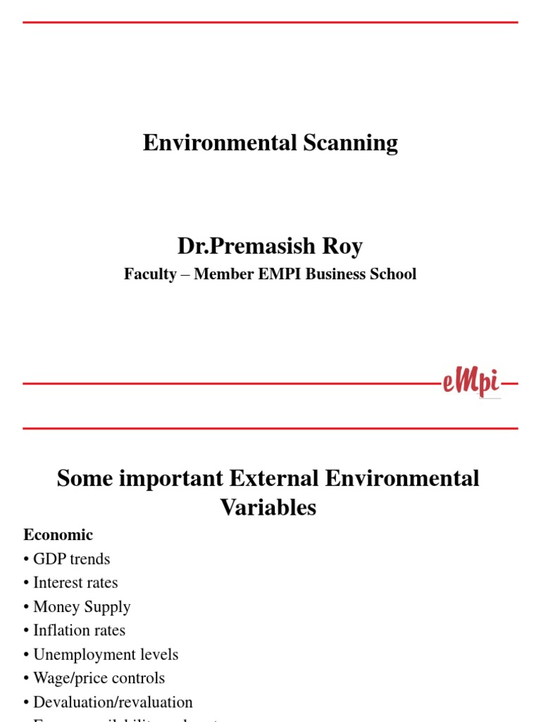 Environmental Scanning: Faculty - Member EMPI Business School | PDF ...