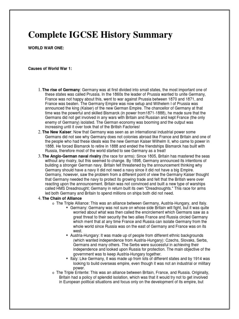 Complete IGCSE History Summary | PDF | League Of Nations | United Nations