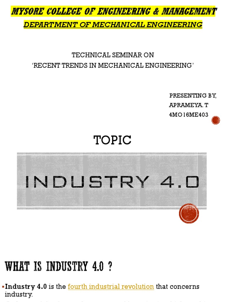 Department of Mechanical Engineering: Technical Seminar On Recent Trends in Mechanical ...
