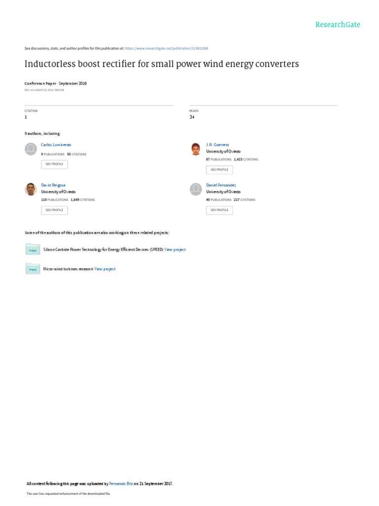 Inductorless Boost Rectifier for Small Wind Energy Converters | PDF ...