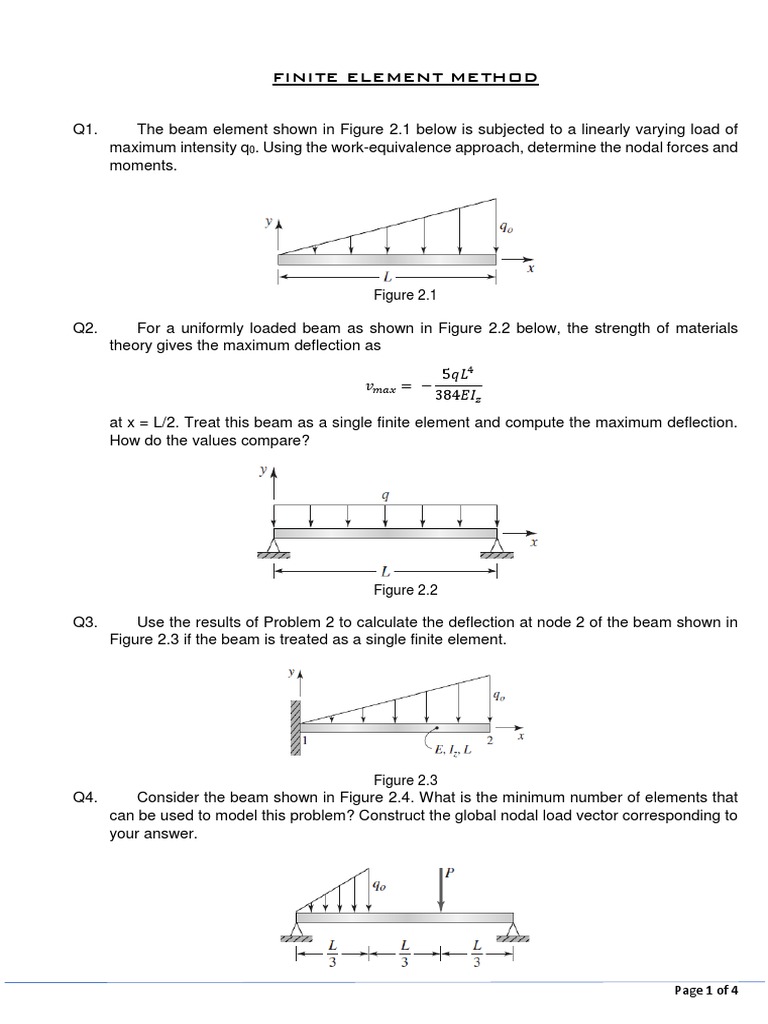 Question On FEA | PDF | Beam (Structure) | Young's Modulus