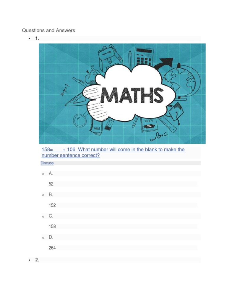 Questions and Answers: 158 - + 106. What Number Will Come in The Blank ...