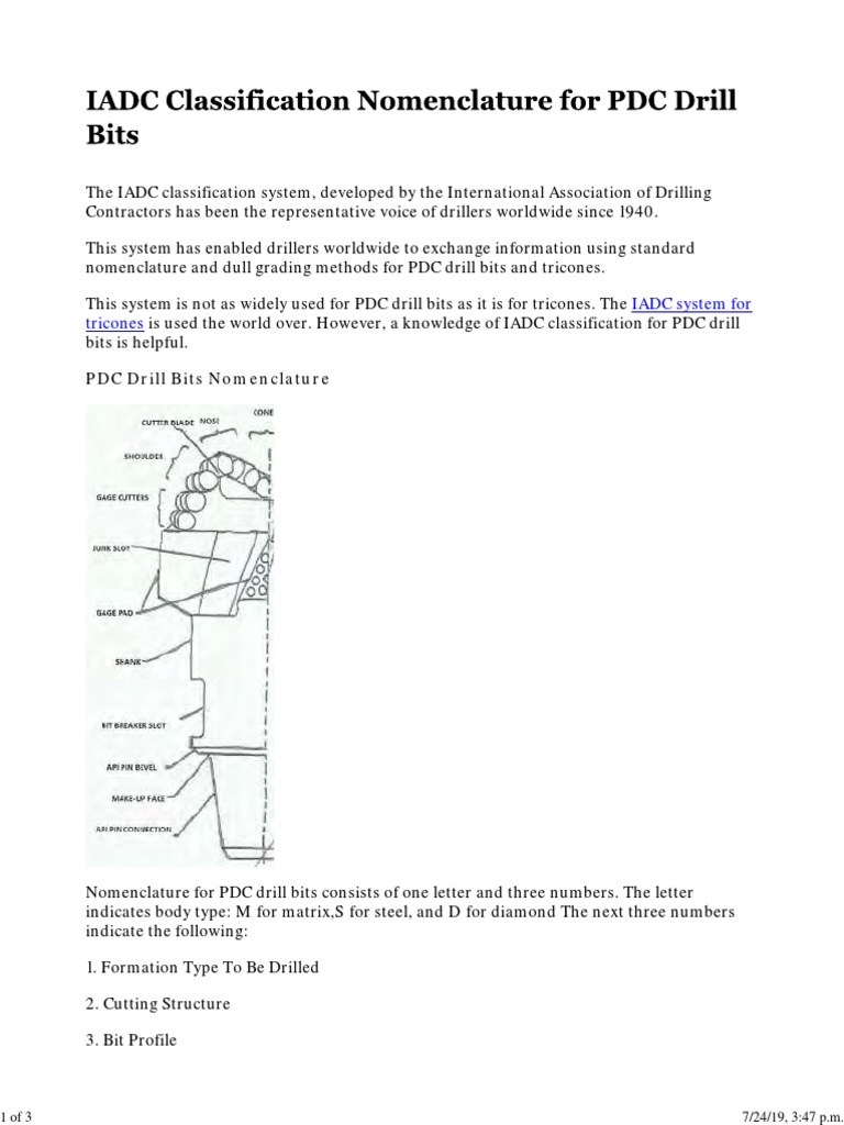 IADC Classification Nomenclature For PDC Drill Bits | PDF | Materials ...