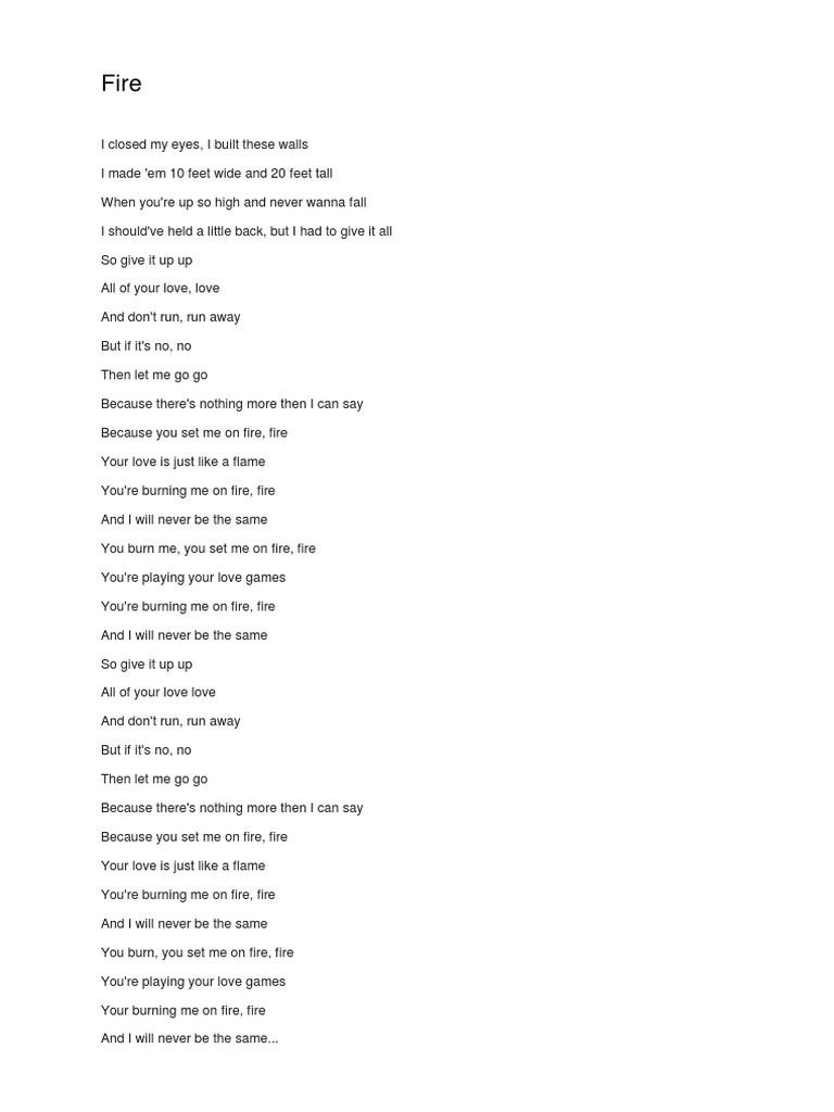 Set on Fire Lyrics | PDF