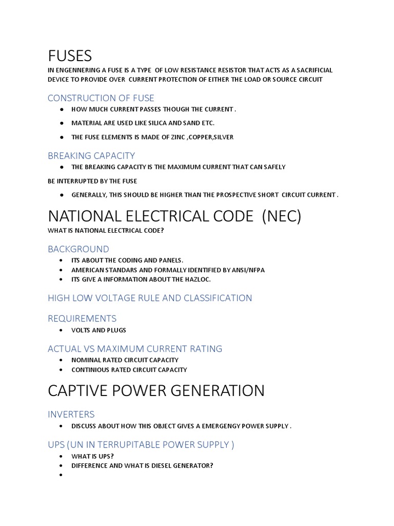 Fuses: Construction of Fuse | PDF