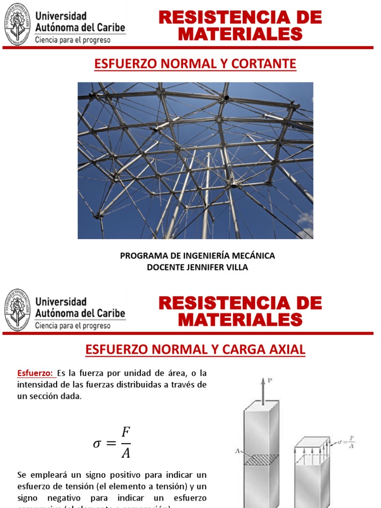 Esfuerzo Normal y Cortante | PDF | Resistencia de materiales | Estrés ...