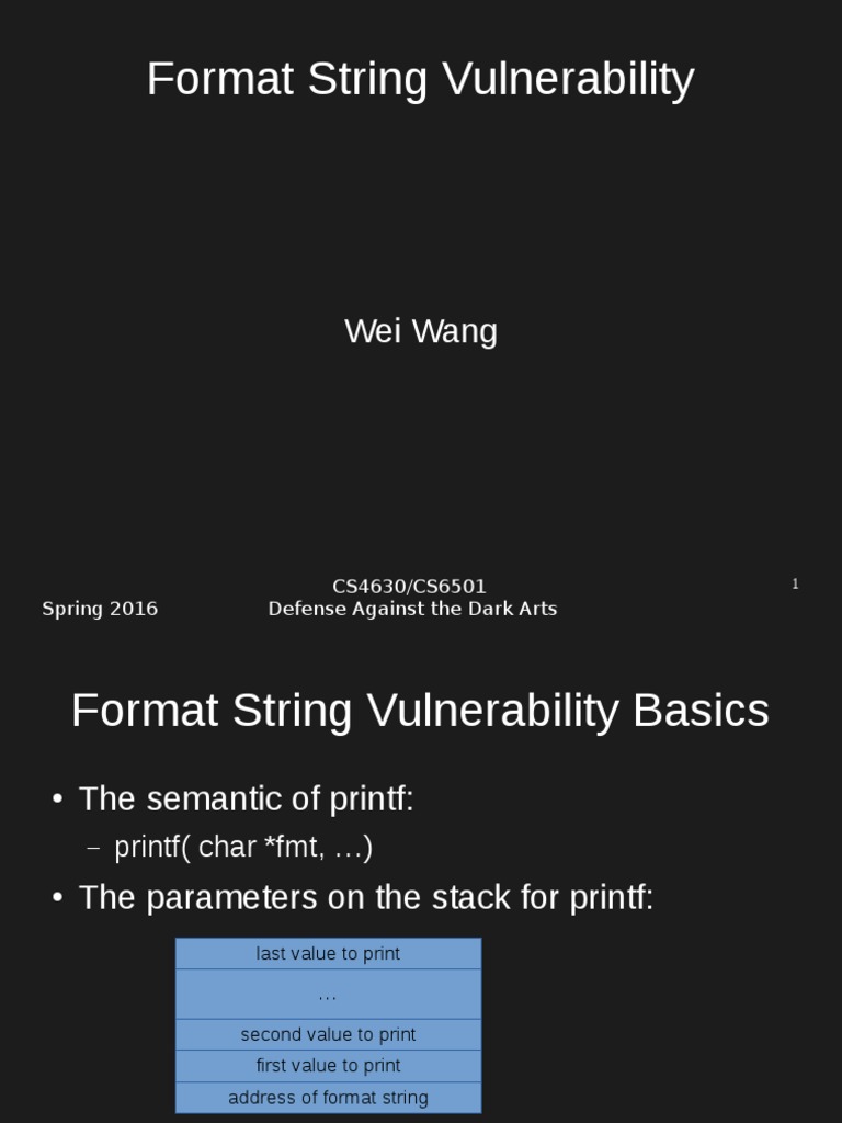 Format String Attack | PDF | String (Computer Science) | Computer Programming