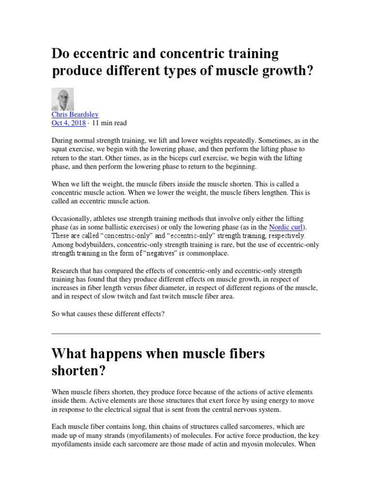 Eccentric Vs Concentric Training Muscle Growth | PDF | Muscle ...
